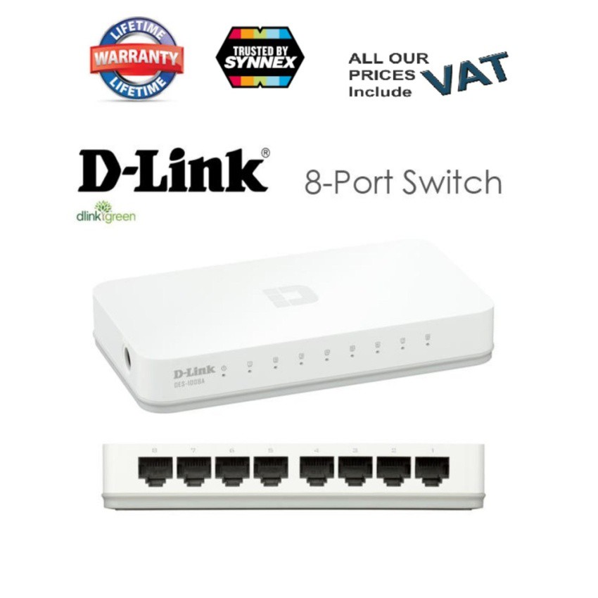 SWITCH HUB (สวิตซ์ฮับ) D-LINK 8 PORT 10/100 (DES-1008A) | Shopee Thailand