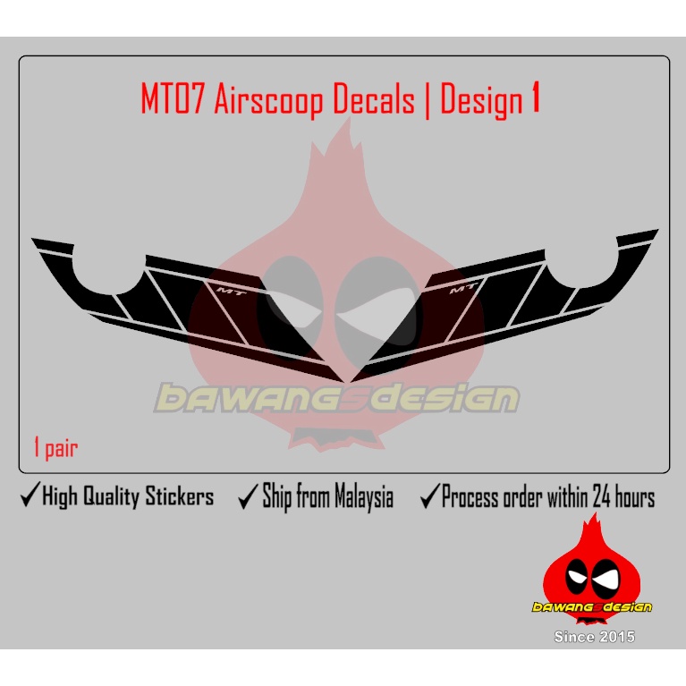 Yamaha MT07 V2 Design 1 Airscoop/Airshroud Decals (ธีม Anniversary ...