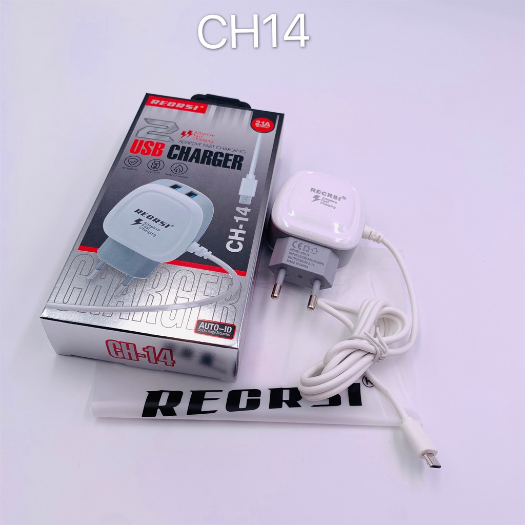 RECRSI CH-14 สายชาร์จพร้อมปลั๊ก 2 USE Charger Set Fast Charging 2.1A ...