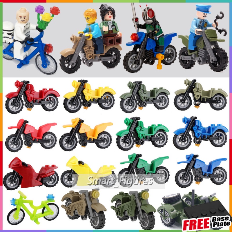 อุปกรณ์เสริมของ Minifigures Bicycle Motorcycle Harley Yellow Red Toys ...