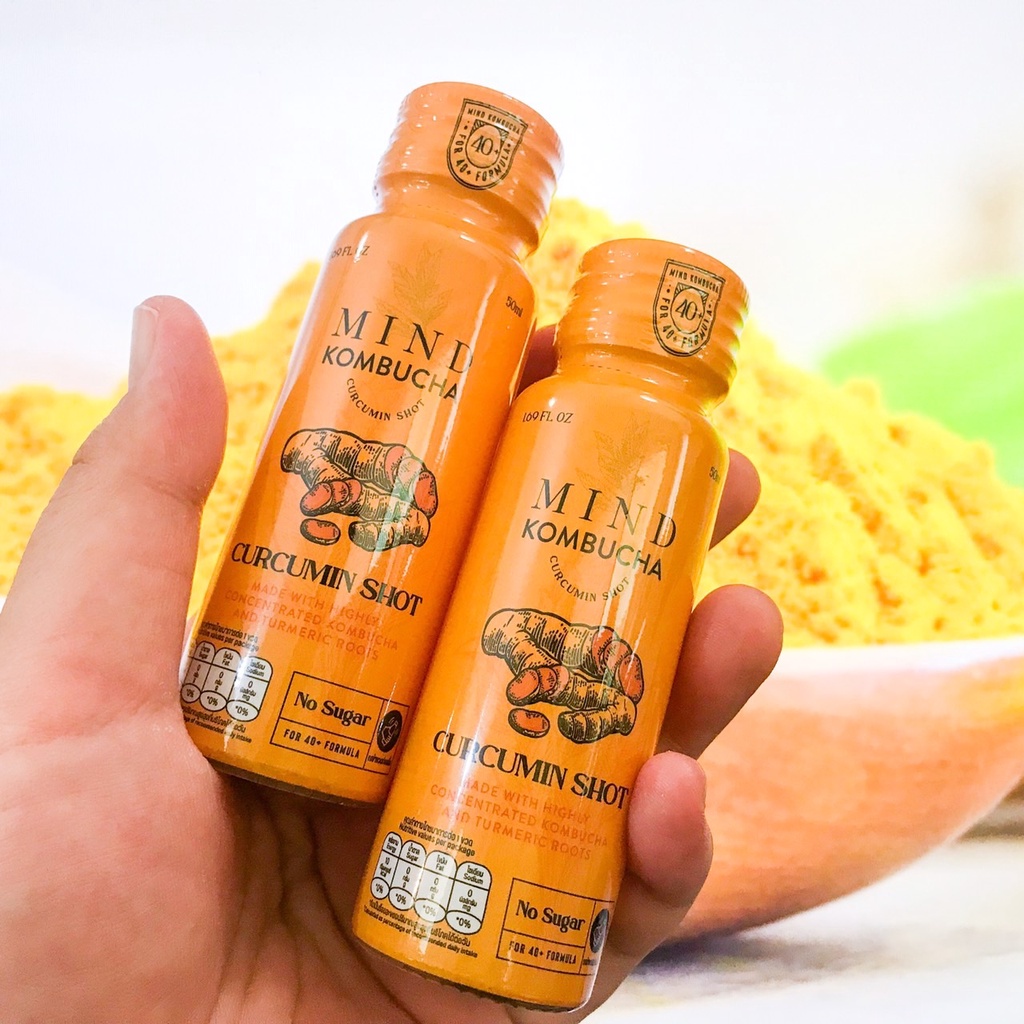 (Set 2 ชิ้น) Curcumin Shot ชาเขียวผสมขมิ้นชัน สโคบี ตรา มายด์คอมบูชะ ...
