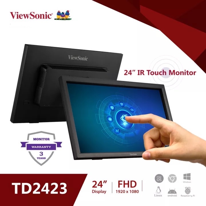 Viewsonic TD2423 IR Touch Monitor 24" Full 1080p IPS Panel Display, 10 ...