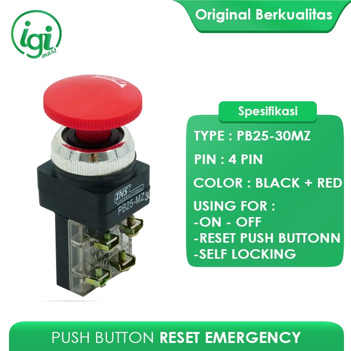 ปุ่มกด RESET / PUSHBUTTON EMERGENCY PB25MZ 4 FEET 22 mm | Shopee Thailand