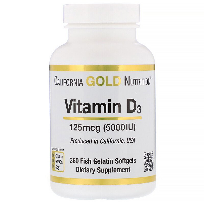 California Gold Nutrition, Vitamin D3, 125 mcg (5,000 IU), 360 Fish ...