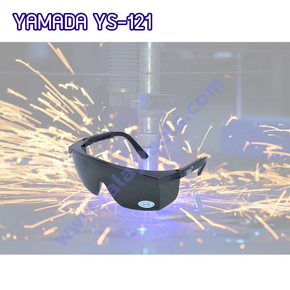 แว่นตานิรภัย YS-121 YAMADA เลนส์สีดำ ผ่านการทดสอบด้วยลูกปืนไม่ทะลุ กรองแสง UV400 ได้ 99% ...