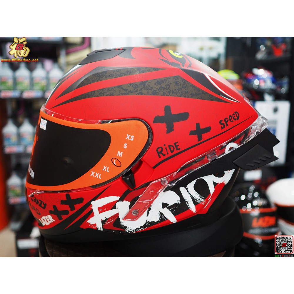 30.หมวกกันน็อค เต็มใบ LAZER RAFALE-SR- ONI Red-Dark Grey-Yellow Fluo ...