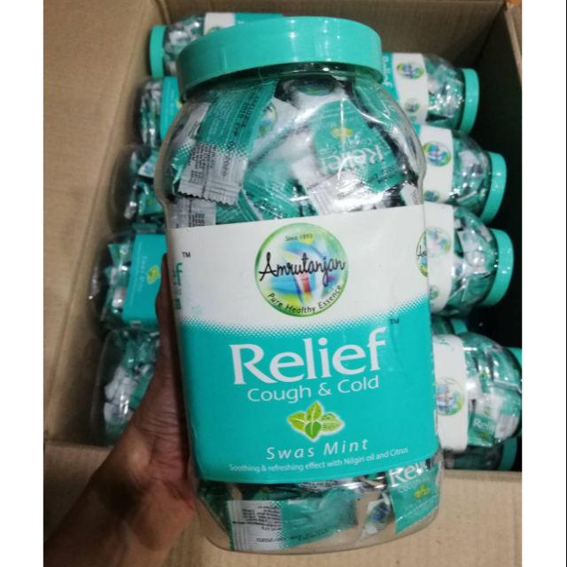 ลูกอมแก้ไอ Relief Swas Mint Amrutanjan (ยี่ห้อเดียวกับวิคอินเดีย) บรรจุ ...