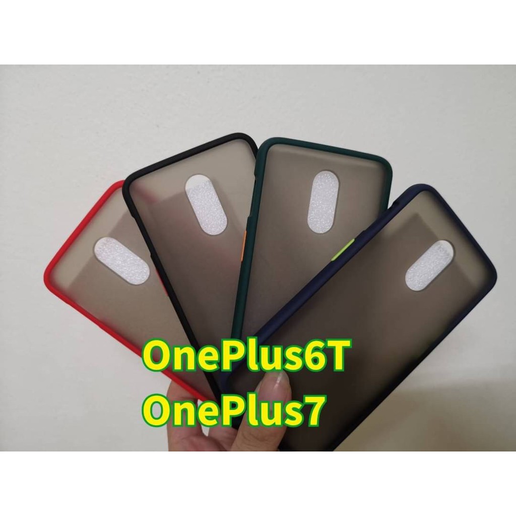 OnePlus 6T / 7 ขอบสี ฝาหลัง ขุ่นใส คลุมครอบเครื่อง กันกระแทก | Shopee Thailand
