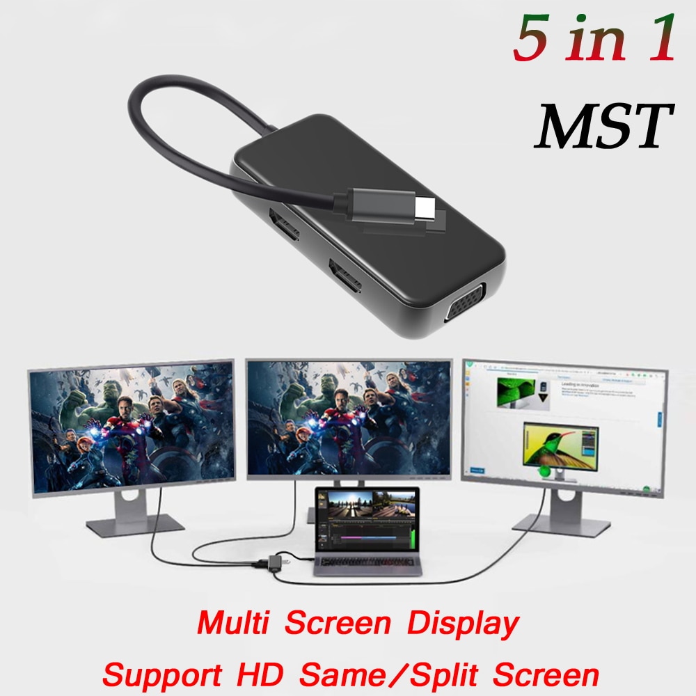 Dual HDMI HUB USB 3.0 HUB TYPE C VGA PD HDMI USB C Adapter Docking ...