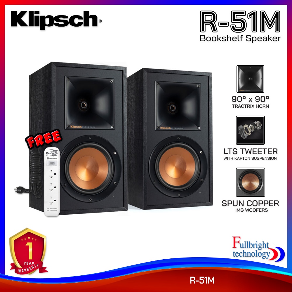 Klipsch R-51M Bookshelf Speaker ลำโพงคุณภาพสูง กำลังขับสูงสุด 340 วัตต์ ...