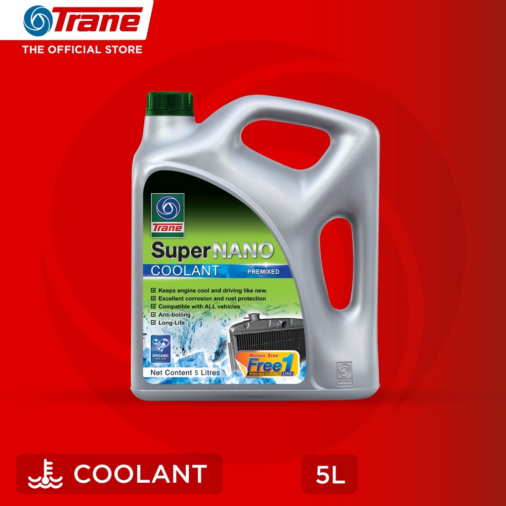 TRANE Lubricants [Value Pack 5 ลิตร สุดคุ้ม]น้ำยารักษาหม้อน้ำสีเขียว Trane Super Nano Coolant ...