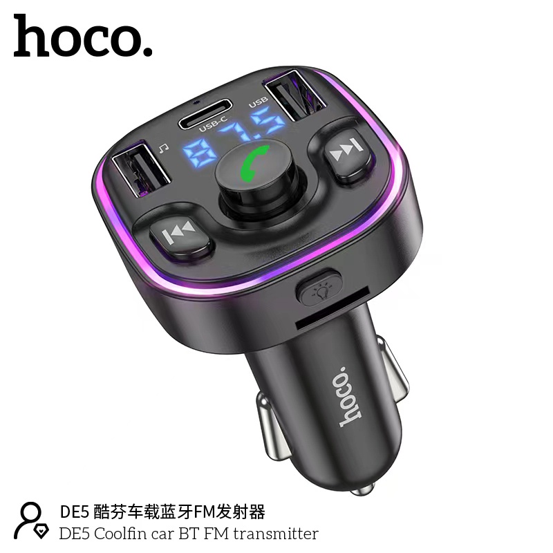 HOCO DE5 Coolfin Car charger Road treasure” BT FM transmitter หัวชาร์จ ...