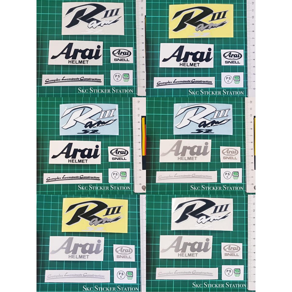 Arai Ram lll /Ram 3 (ชุด) 8 สีสติกเกอร์หมวกกันน็อคตัดและการพิมพ์หมวกกันน็อค arai snell ram3 sz ...
