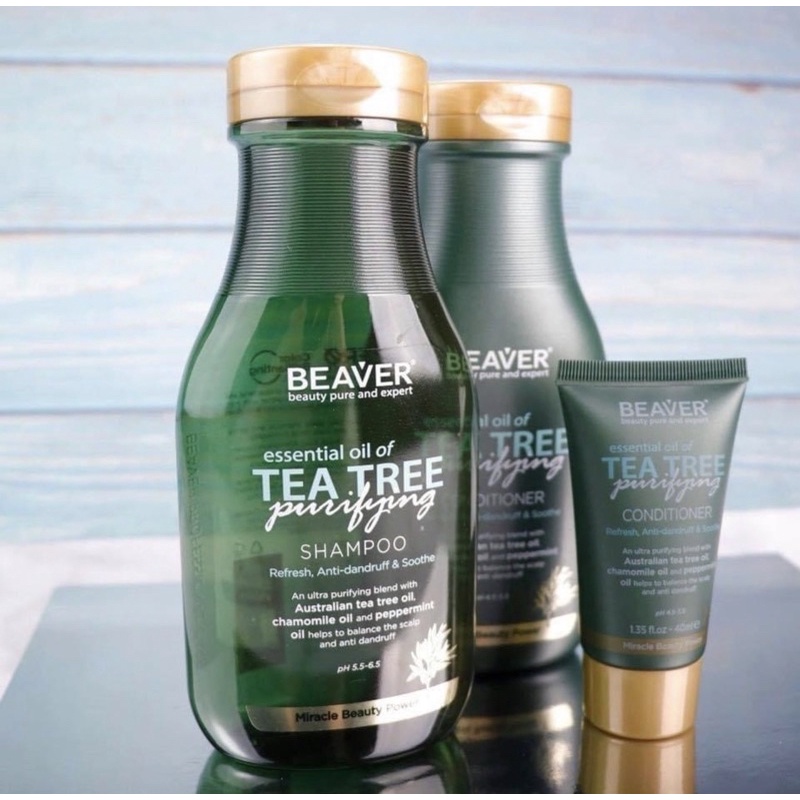 BEAVER TEA TREE 350 ML. แชมพู+ครีมนวดผม ช่วยทำความสะอาดและเพิ่มความ ...