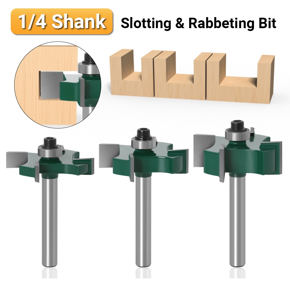 Slotting & Rabbeting Slot เครื่องตัด Router Bit แบริ่ง 1/4 "Shank, 1/2 ...
