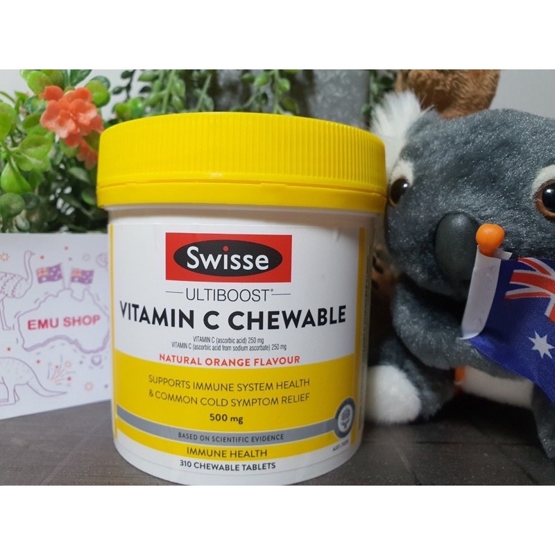 Swisse Vitamin C 500mg วิตามินซี แบบเม็ดเคี้ยวหรืออม 310 เม็ด เสริมสร้างภูมิคุ้มกัน ป้องกันหวัด ...