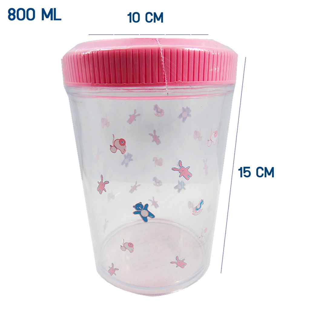 โหลบรรจุอาหาร โหลกระบอก โหลกลมฝาเกลียว พลาสติก 550ml,800ml,1150ml/Food Cylinder jar screw lid ...