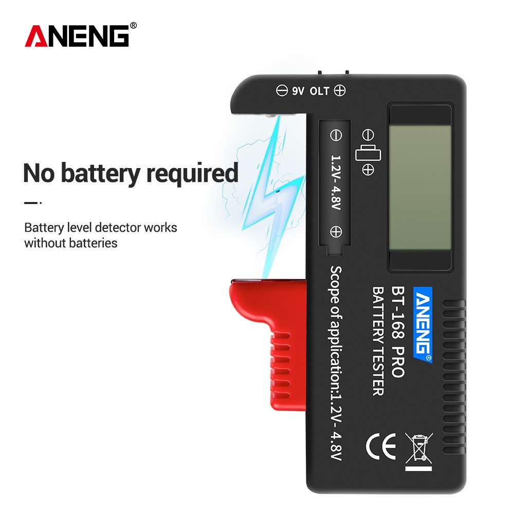 Aneng BT-168 POR เครื่องทดสอบความจุแบตเตอรี่ลิเธียมดิจิทัล หน้าจอ AAA AA ตรวจสอบเซลล์ปุ่มทั่วไป ...