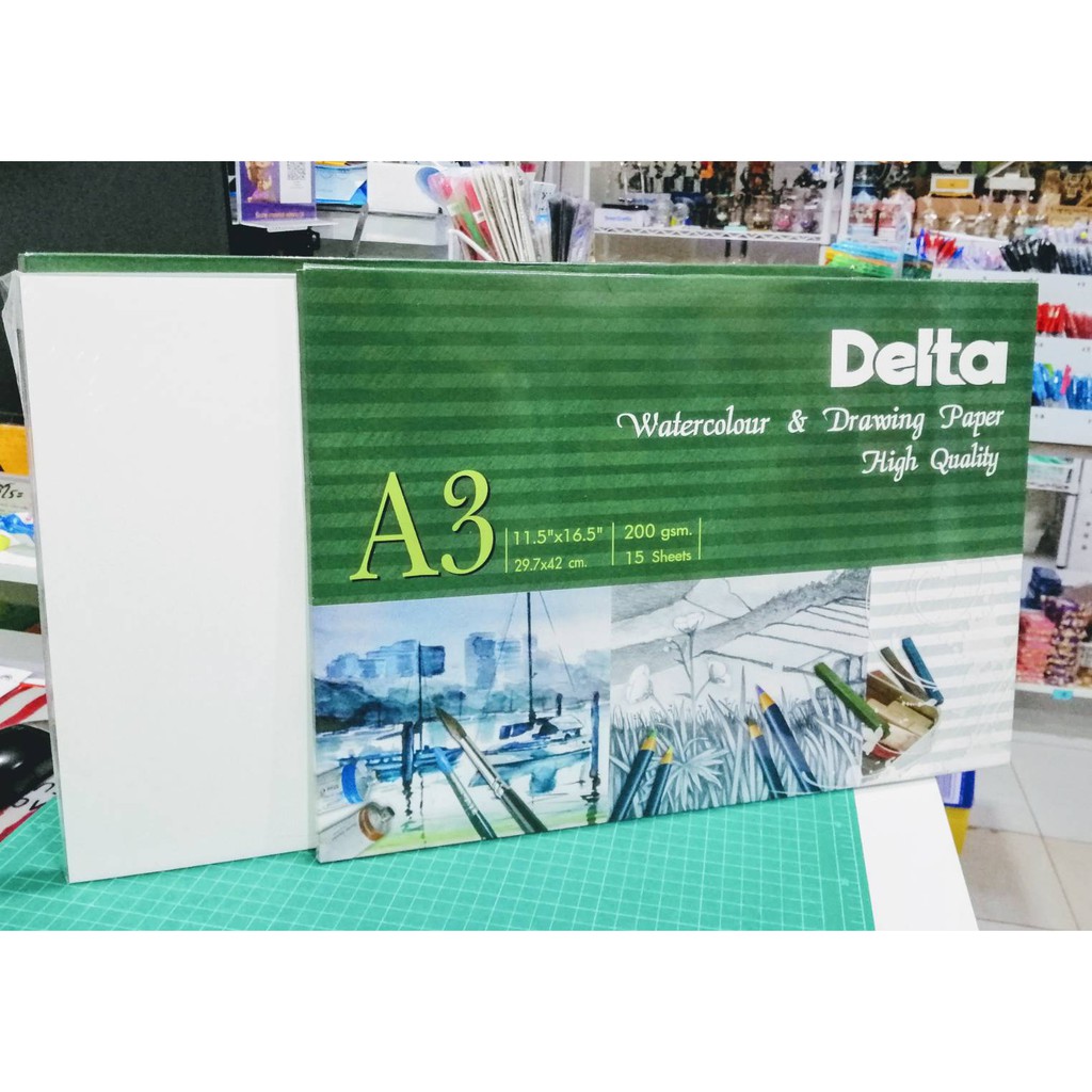 กระดาษวาดเขียนเดลต้า Delta A3 100 ปอนด์ ชนิดหยาบ (15 แผ่น) | Shopee ...