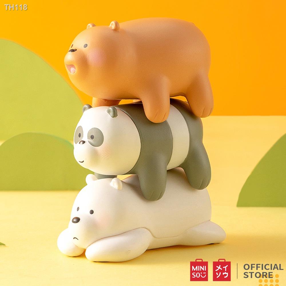 MINISO กล่องสุ่ม กล่องสุ่มโมเดลก๊วนหมี 3 ตัว We Bare Bears Baby Collection Stacking Figure Blind ...