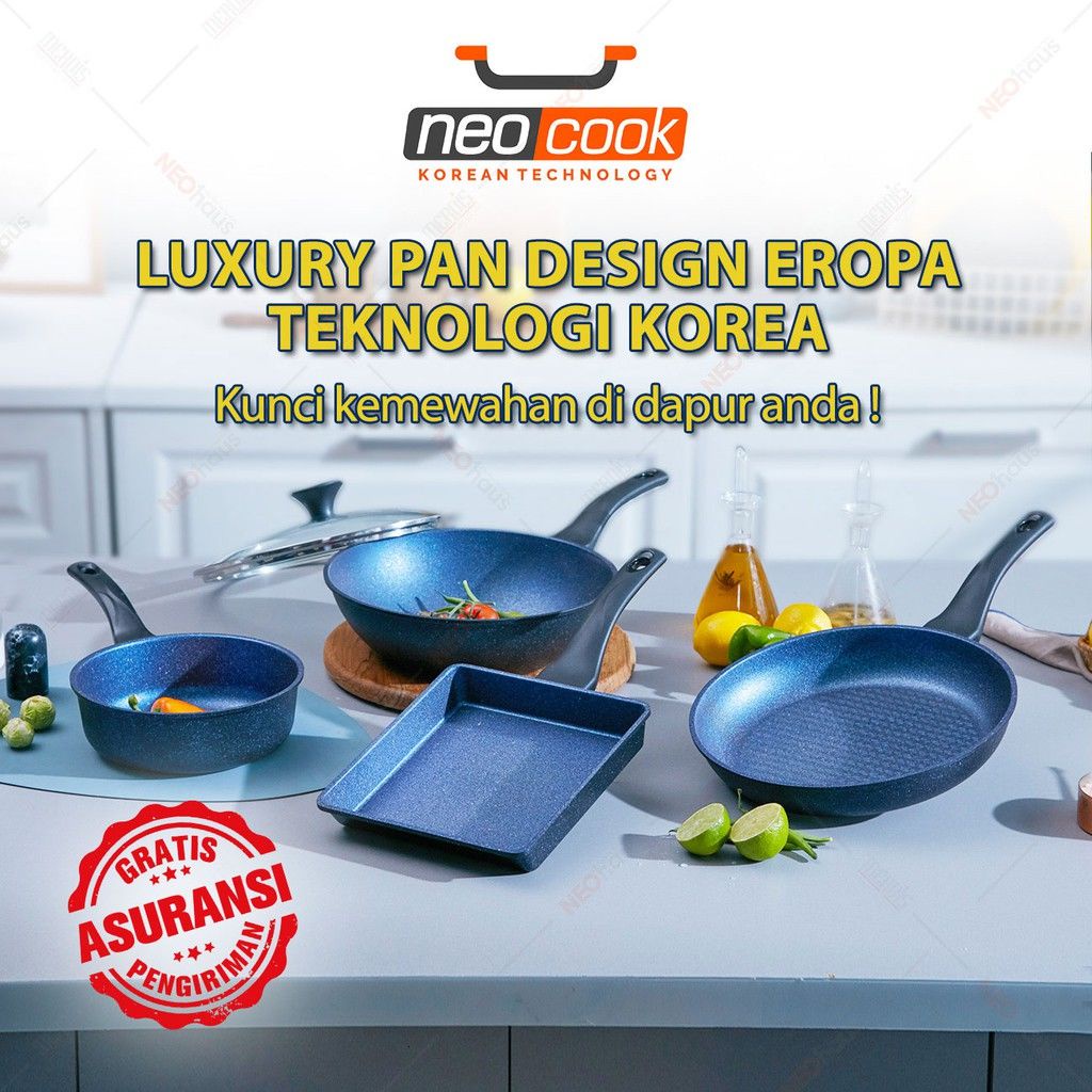 ข้อเสนอพิเศษNeohaus Neocook Mega stone pan 5pcs / panci set / teflon ...
