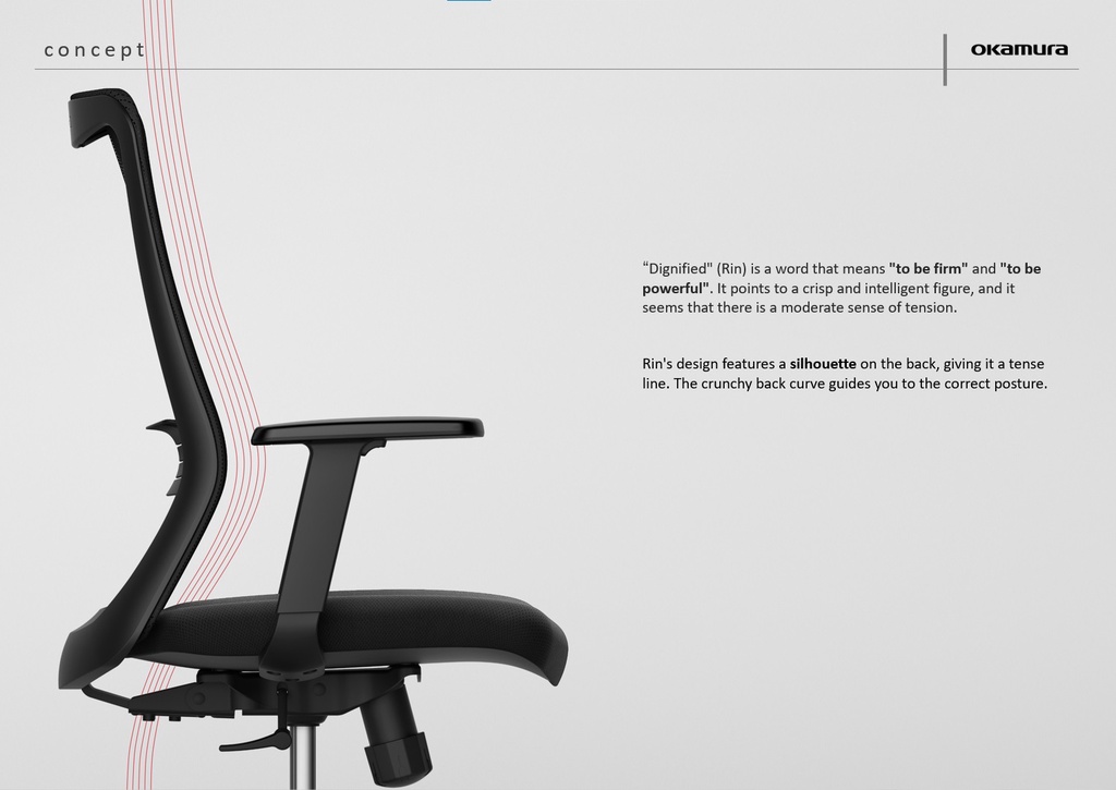 OKAMURA เก้าอี้รุ่น RIN, ALUMINUM BASE, BLACK FRAME, SEAT SLIDE, 1D ...