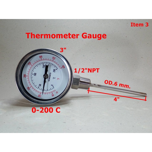 Thermometer Gauge 0-200 C Model 3 พร้อมส่ง สต็อกในไทย เปิดใบกำกับภาษี ...