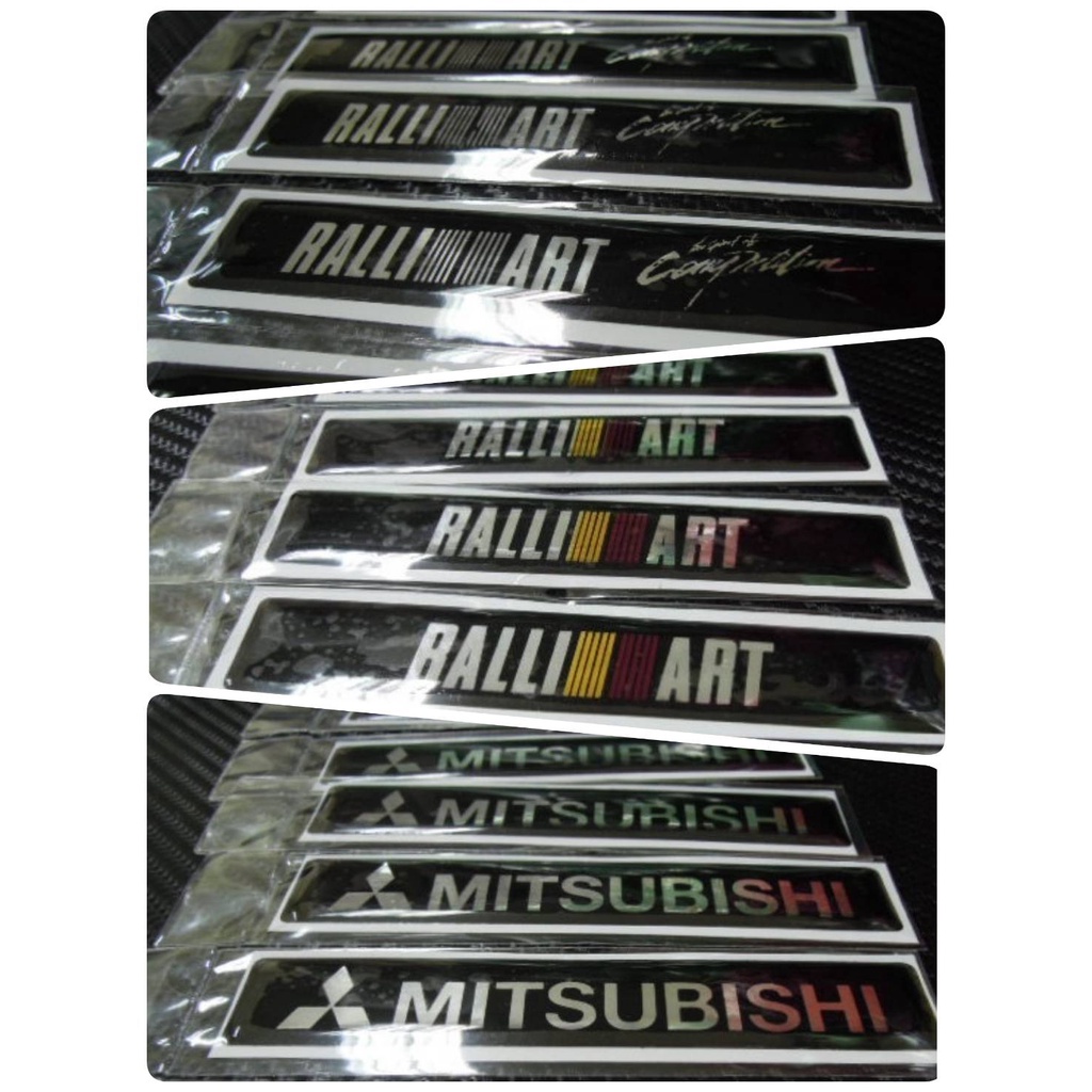 สติ๊กเกอร์ เส้นดำ เทเรซิ่นนูน อย่างดี คำว่า MITSUBISHI RALLI ART ...