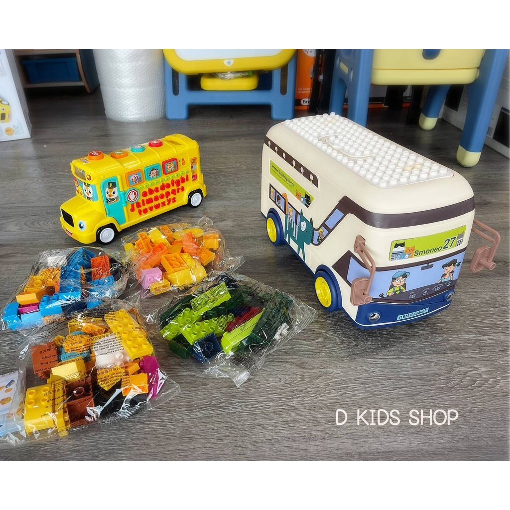 School bus building blocks กล่องกิจกรรมรถบัส ตัวต่อ คันใหญ่มาก ของเล่น ...