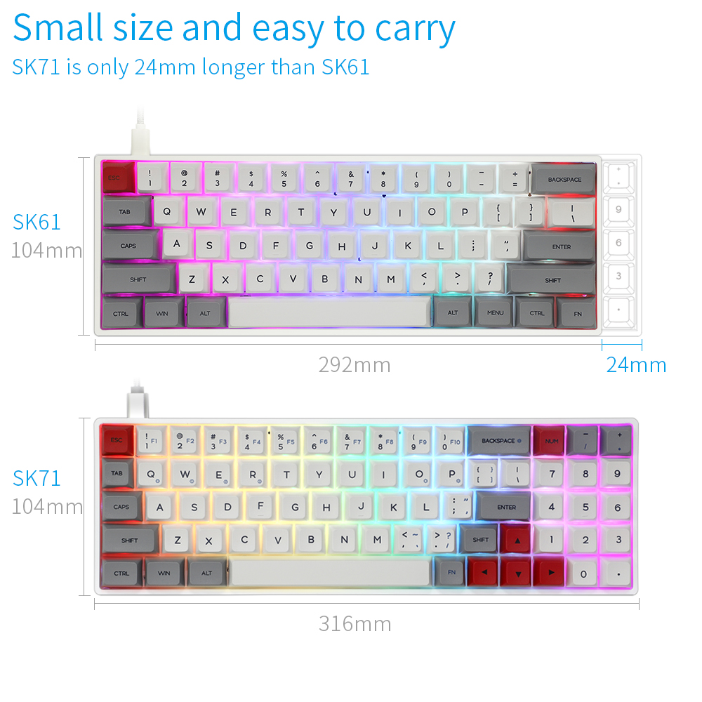 [SKYLOONG] Computer Accessories Mechanical Keyboard SK71 Gray White Red ...