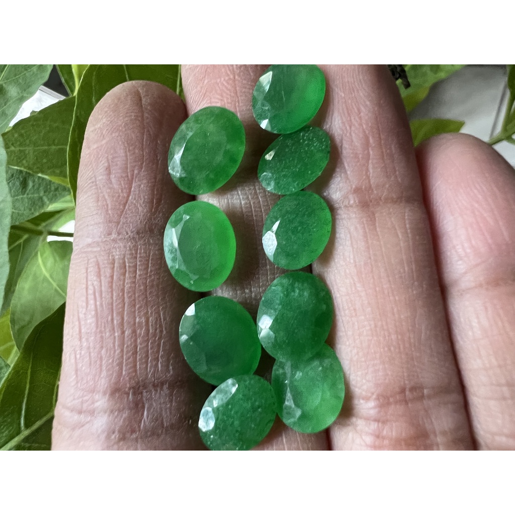 ยกเขียว พลอย สังเคราะห์ สี เขียวหยก พม่า SYNTHETIC JADE BURMA GREEN 8x6 ...