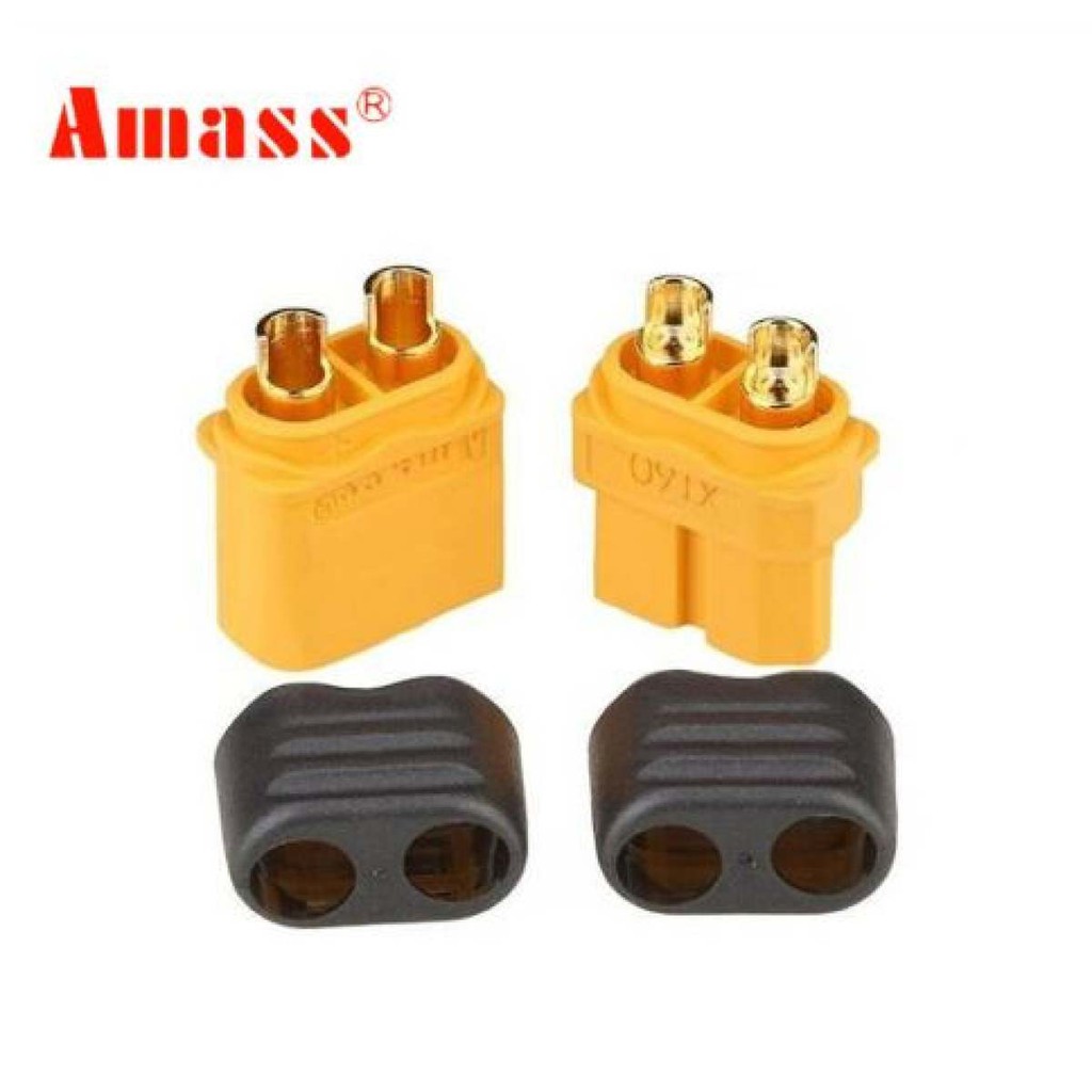 Amass XT60 5 คู่ 10 ชิ้น ขั้วต่อแบต แบตเตอรี่ RC ปลั๊กเสียบปลั๊ก XT60 มีฝาปิดป้องกันช็อต XT60H ...