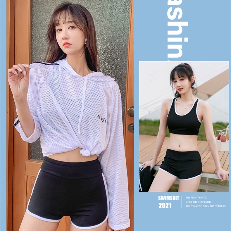 40-58kg ชุดว่ายน้ำ M-L-XL เหมาะสำหรับสุภาพสตรี ผ้า Spandax แท้ เก็บหุ่นเข้าทรง swimsuit 3ชิ้น ...