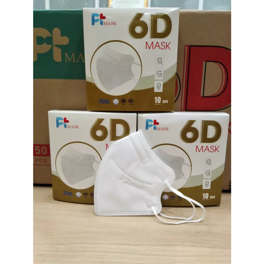 (1กล่อง10ชิ้น ) PT MASK แท้100% กรอง 4 ชั้น 6D Mask หน้ากากอนามัย ...