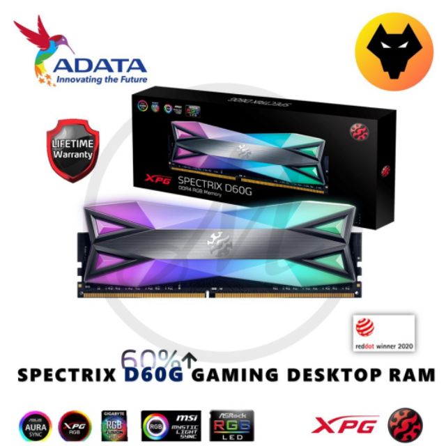 ADATA XPG RAM GAMING SPECTRIX D60G RGB DDR4 16GB 32GB (8*2) (3200 ...