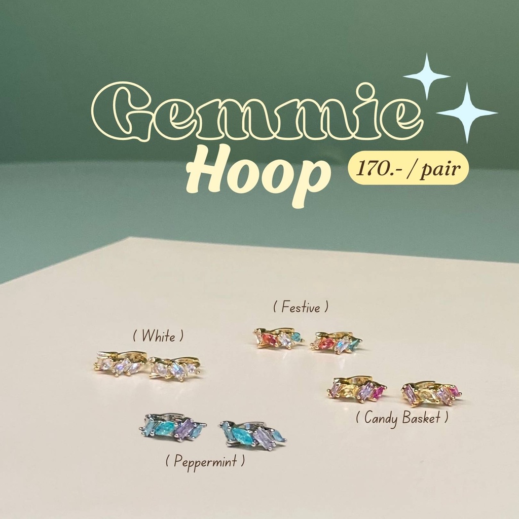 Gemmie Hoop ต่างหูห่วงประดับพลอย - Thegreenbox.tgb | Shopee Thailand