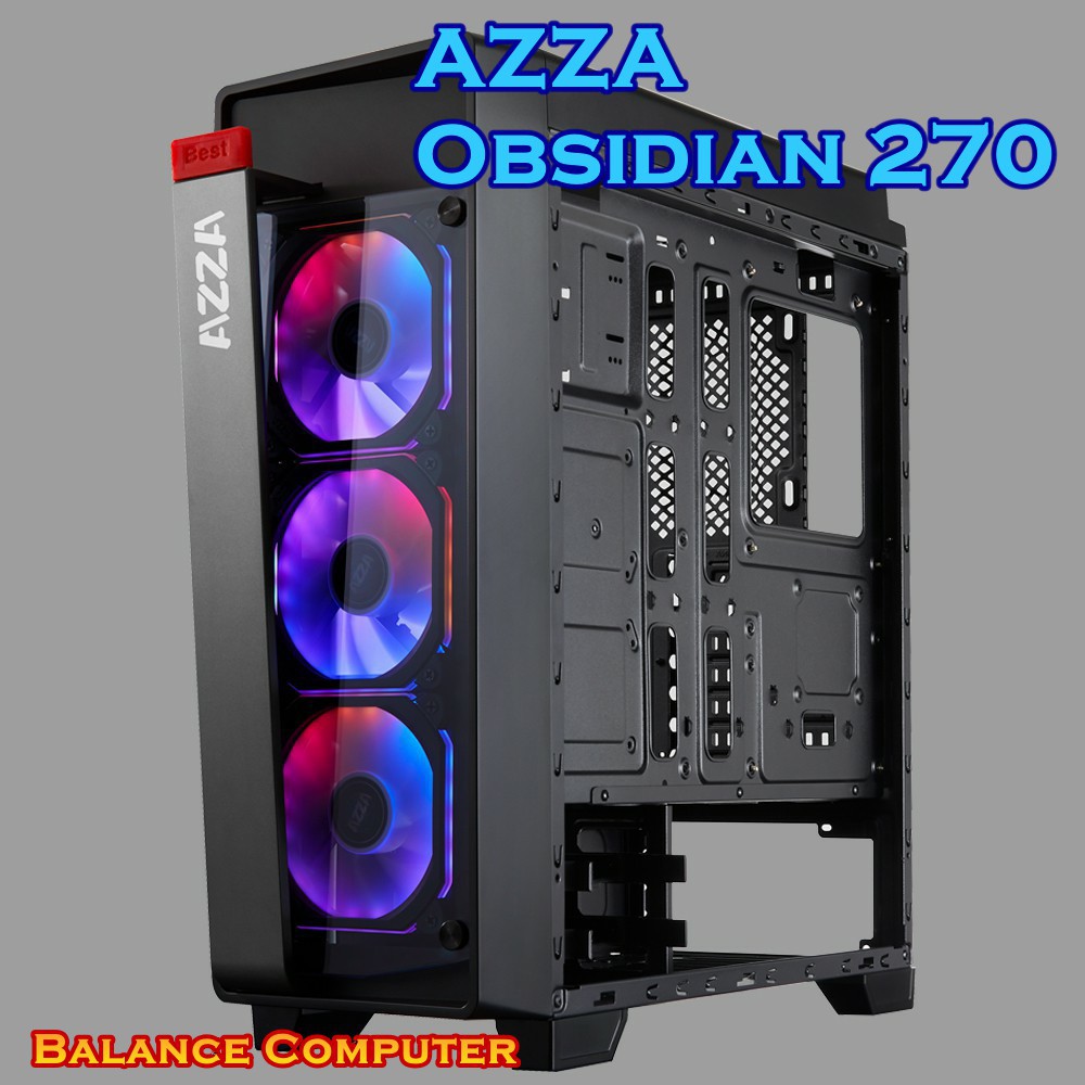 AZZA Mid Tower Tempered Glass RGB Gaming Case Obsidian 270 - Black | Shopee Thailand