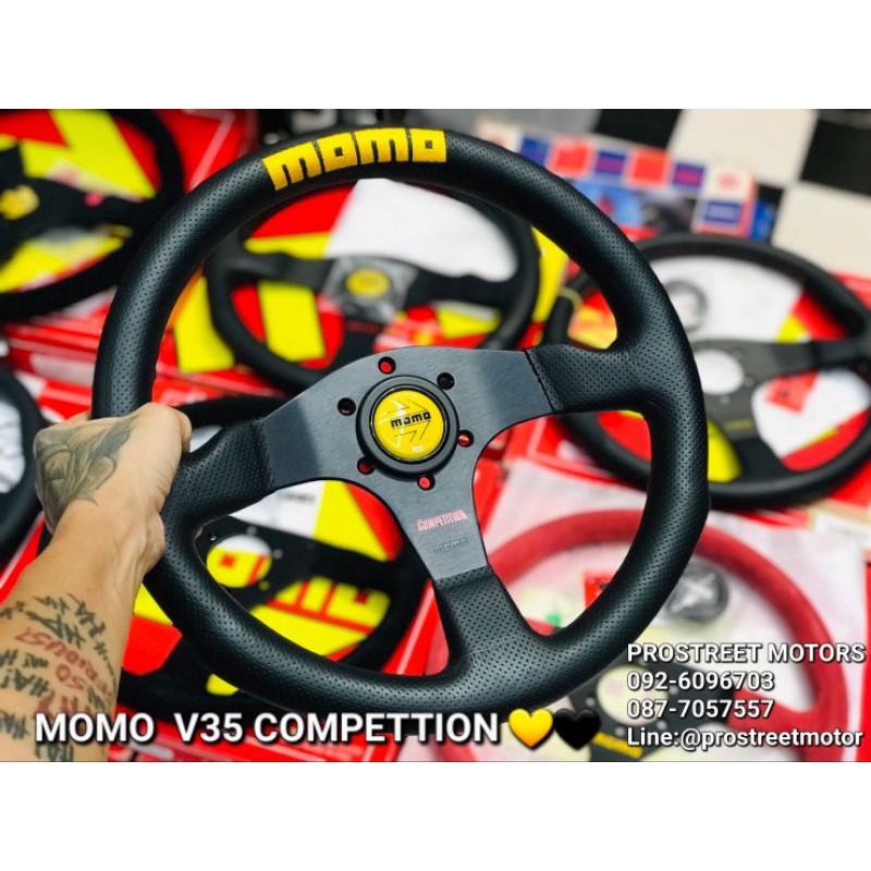 พวงมาลัย พวง MOMO V35 COMPETITION 35O MM. แท้ มือสอง สภาพ โคตรใหม่ หนังเดิม อิตาลี่ แท้ สวย ครบ ...