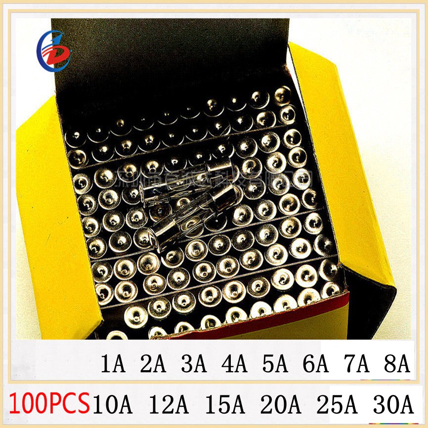 100PCS ฟิวส์แก้ว 5 20 250V 1A 2A 3A 4A 5A 6A 7A 8A 10A 12A 15A 20A 25A 30A current ฟิวส์ ...