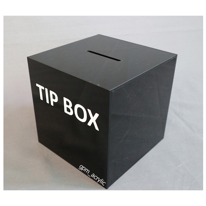 Tip Box อะคริลิค ขนาด 15x15x15 ซม. สีดำ | Shopee Thailand