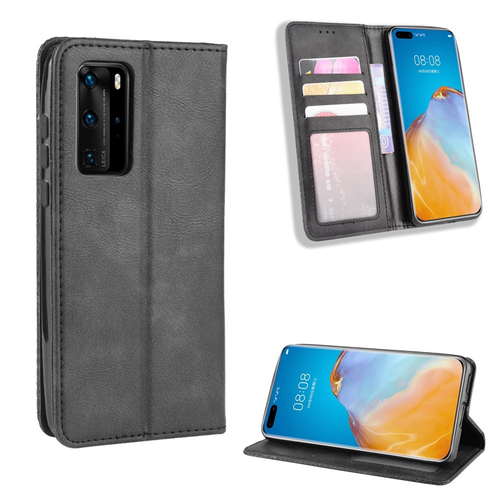 ปลอก Huawei P40 / P40 Pro Vintage Flip Cover Magnetic Wallet Case PU ...