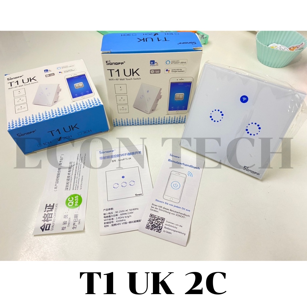 SONOFF T1 UK WiFi smart wall switch สวิตช์ติดผนัง 1/2/3แก๊งค์ สวิตซ์สัมผัส ปิด/เปิดผ่านAPP ...