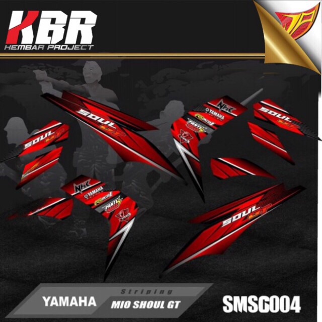 MERAH MIO SOUL GT STRIPING LIST STICKER YAMAHA MIO SOUL GT RED 004 ROAD ...