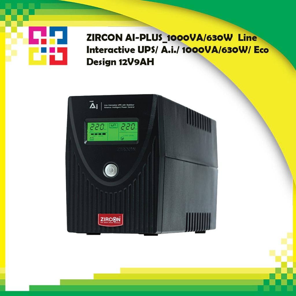 ZIRCON AI-PLUS_1000VA/630W Line Interactive UPS/ A.i./ 1000VA/630W/ Eco Design 12V9AH (Tower ...