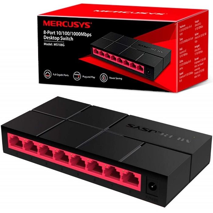 สวิตซ์ฮับ MERCUSYS (MS108G / MS105G) Gigabit Switching Hub 8 Port 10/100/1000 Mbps ประกัน 1 ปี ...