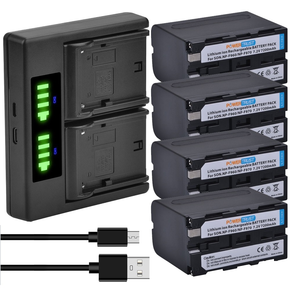 NP-F970แบตเตอรี่และ Fast Dual Charger สำหรับ Sony NP F970,F770,F960,F530,F570,CCD-SC55,TR516 ...