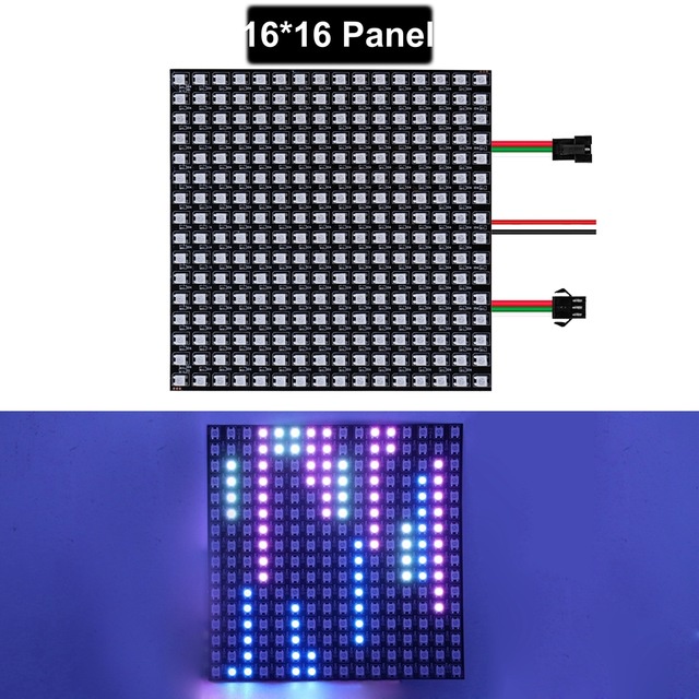 Ws2812B Rgb โมดูลหน้าจอดิจิตอล Led Ws2812 8X8 16X16 8X32 Matrix Screen ...