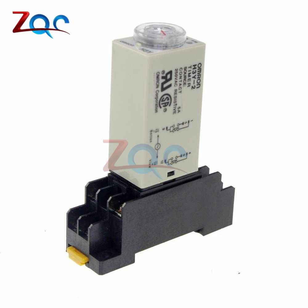 H3Y-2 Timer Relay AC36V AC110V AC220V DC 12V DC24V 1-60 Second 5-60 with Base Socket | Shopee ...