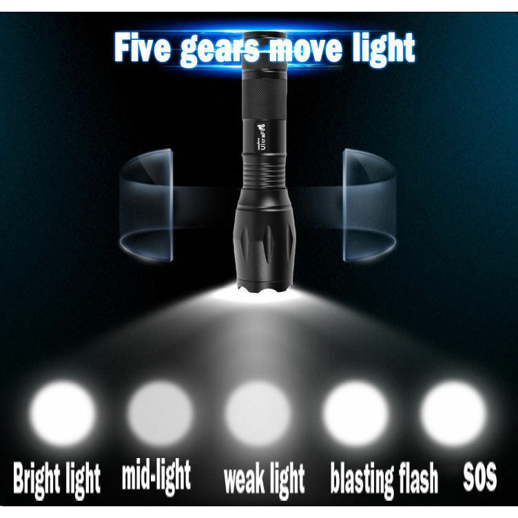 LED CREE XML T6 ไฟฉายความสว่างสูง LED CREE XML T6 5 โหมด Flashlight ...