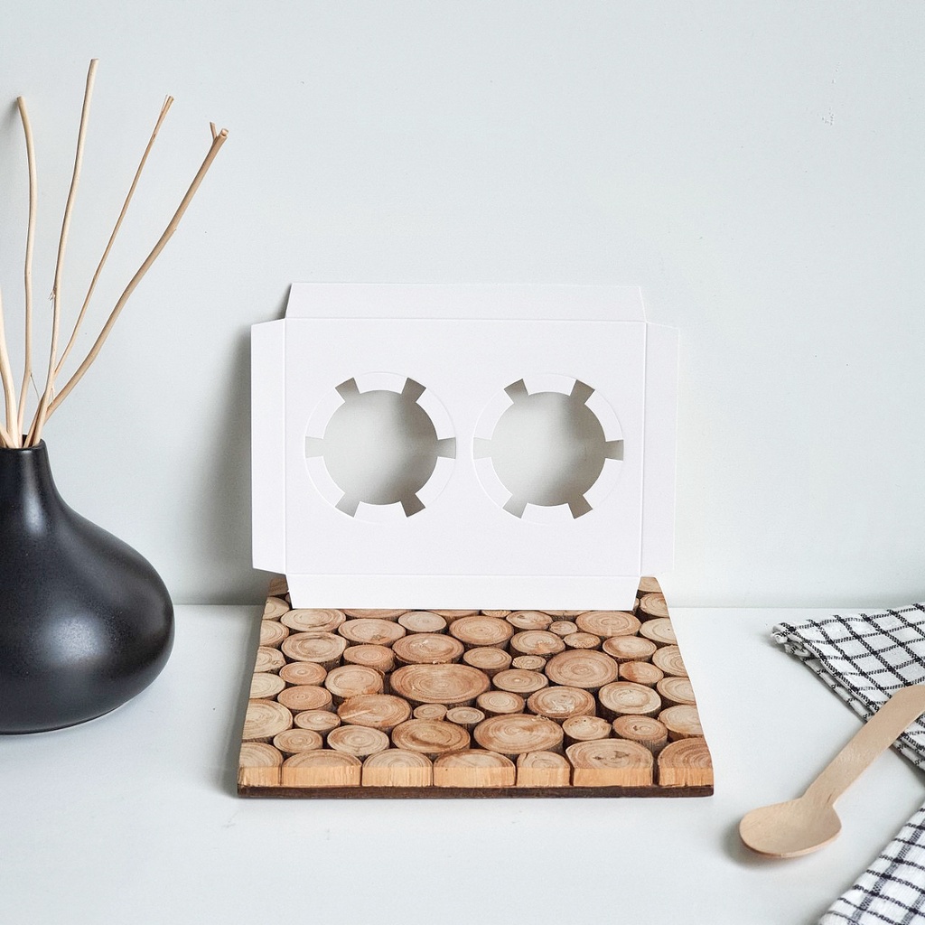 Goodboxpack (20ใบ/แพ็ค) กล่องเค้ก 2 ชิ้น มีหน้าต่าง2แบบ เป็นกระดาษฟู้ดเกรด ขนาด11.5x15.7x9ซม ...